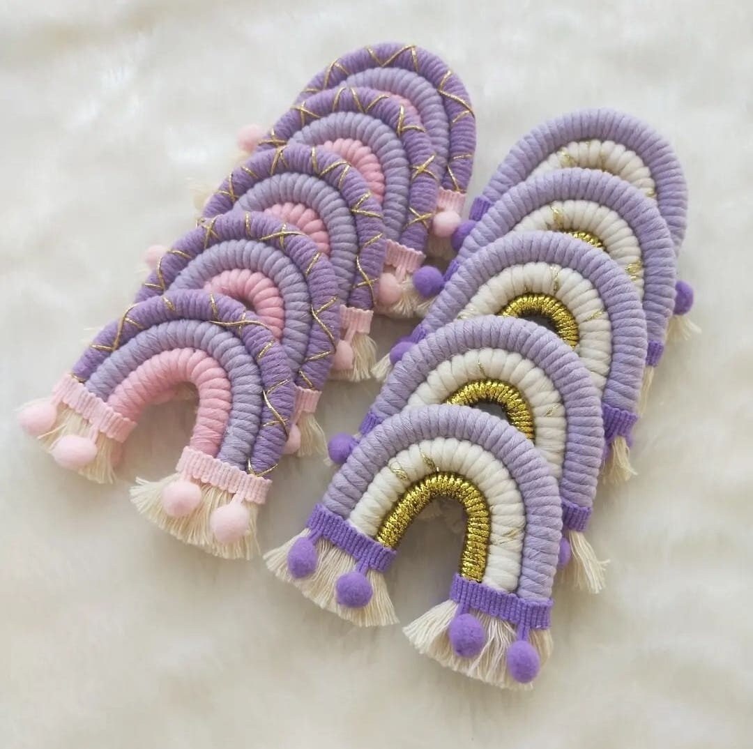 Rainbow Macrame Keychain | Baby Shower Favor, Newborn Gift - Etsy