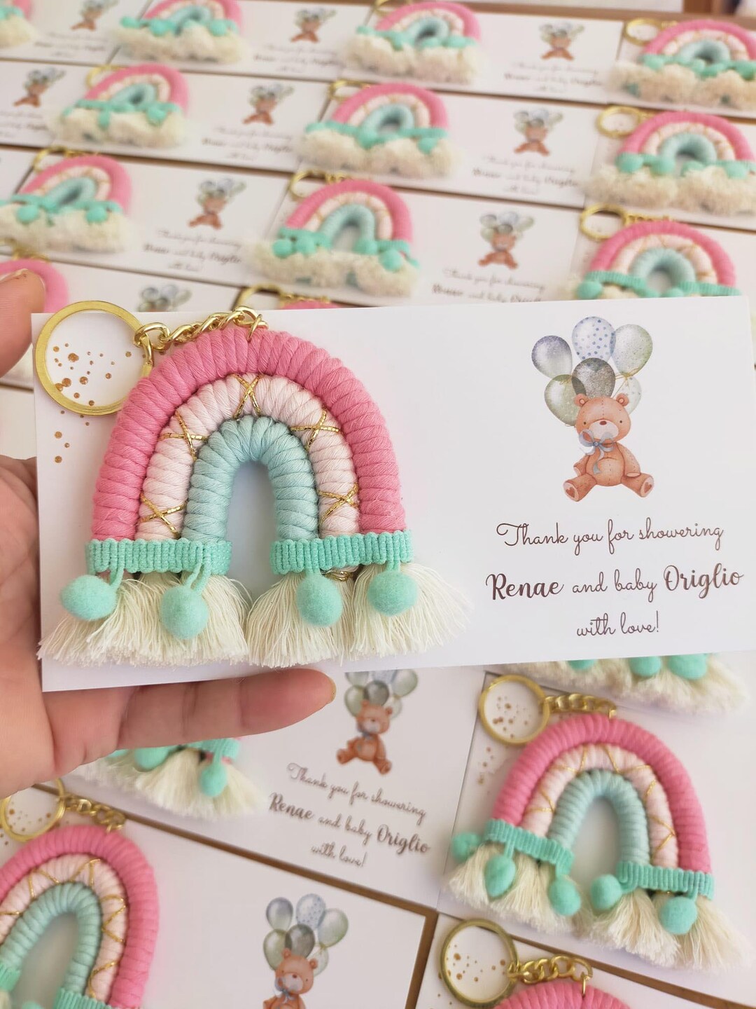 Rainbow Macrame Keychain | Baby Shower Macrame Keychain | Baby Shower ...