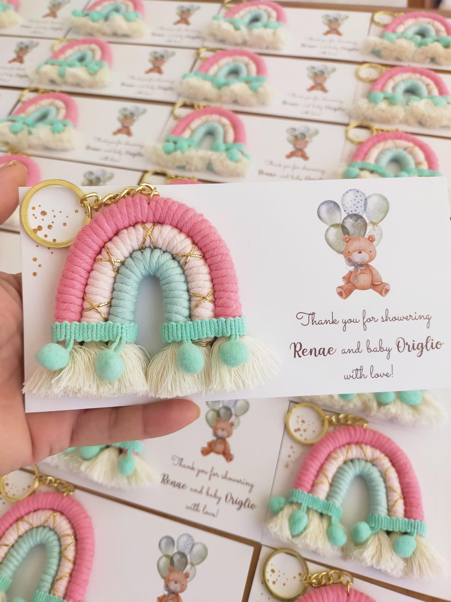Rainbow Macrame Keychain Baby Shower Macrame Keychain Baby Shower ...