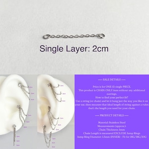Stainless Steel Chain for Piercing, Cartilage Helix Conch Lobe Nose ...