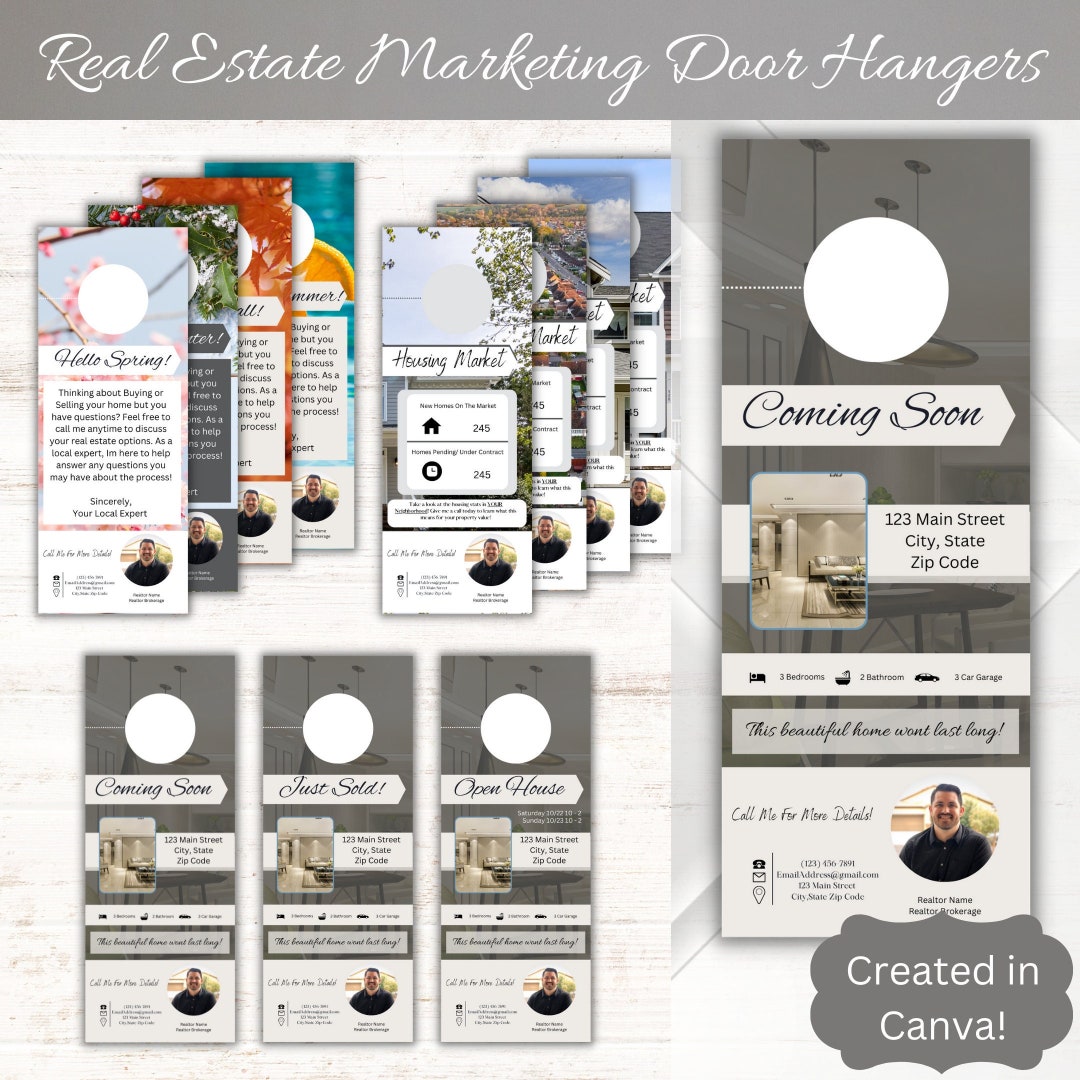 Real Estate Agent Door Hangers Tag Bundle Template | Real Estate ...