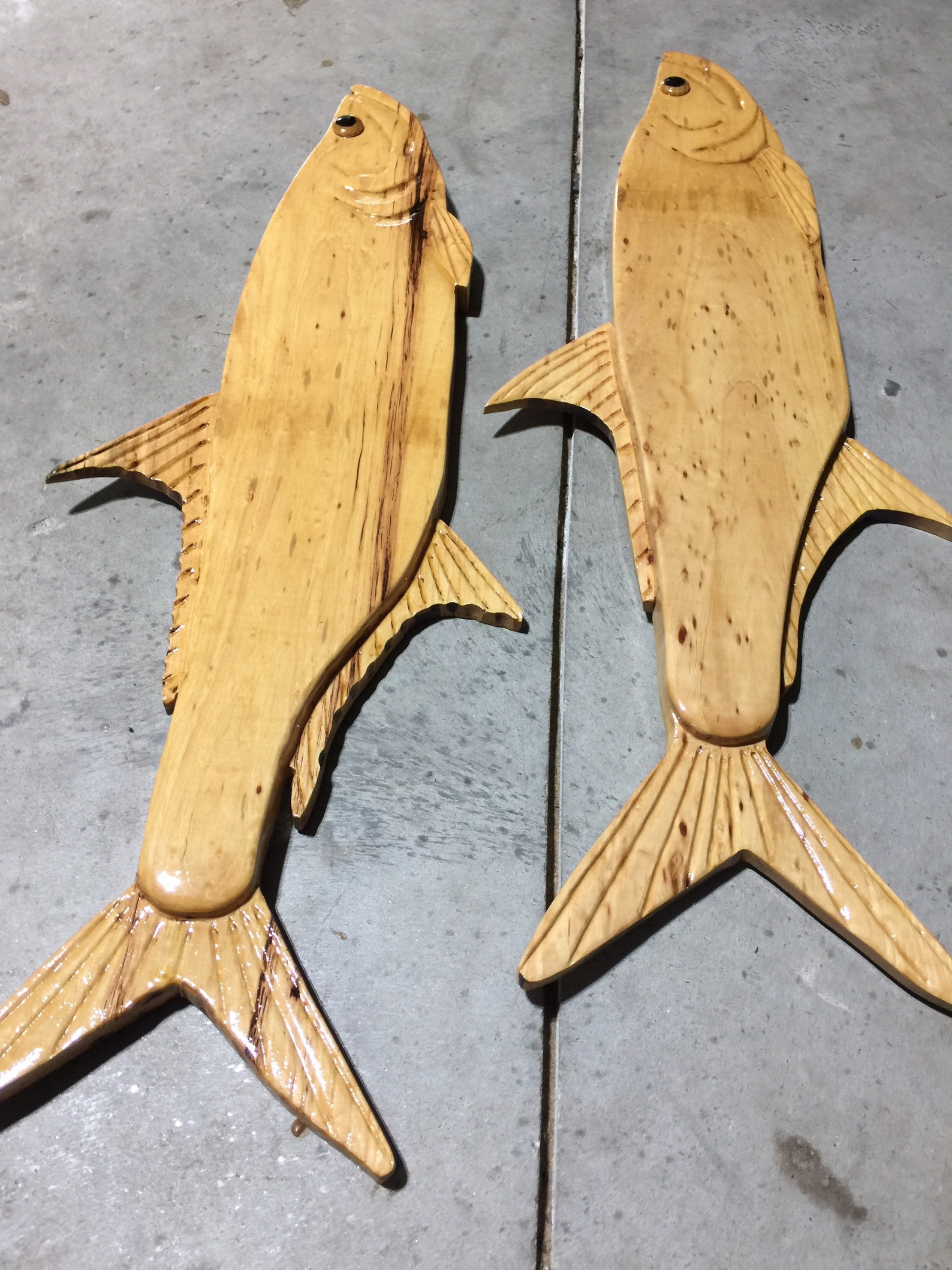 2- 28”x11” Tarpon Fish in Pecan Wood Wall Art - Etsy