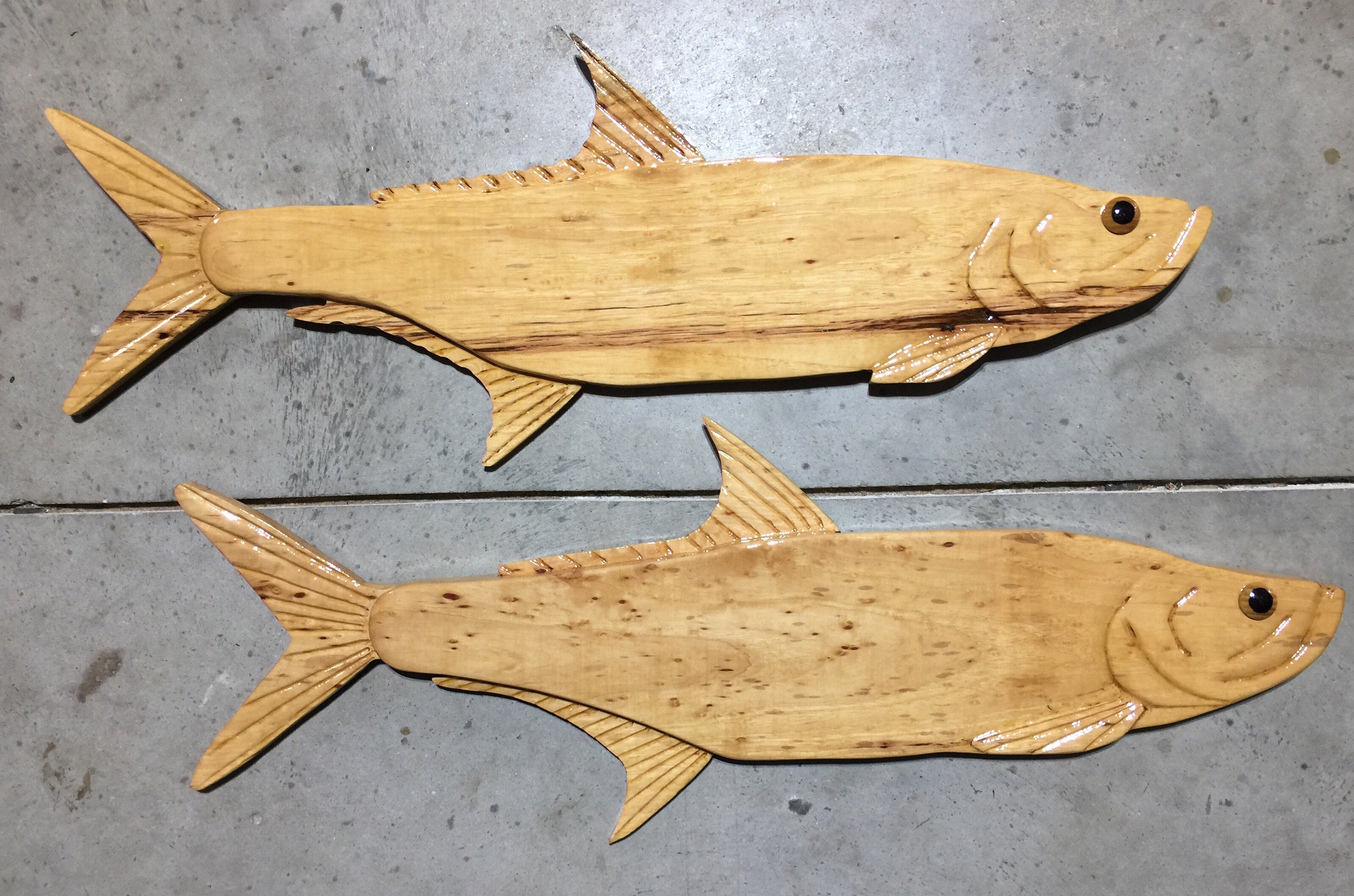 2- 28”x11” Tarpon Fish in Pecan Wood Wall Art - Etsy