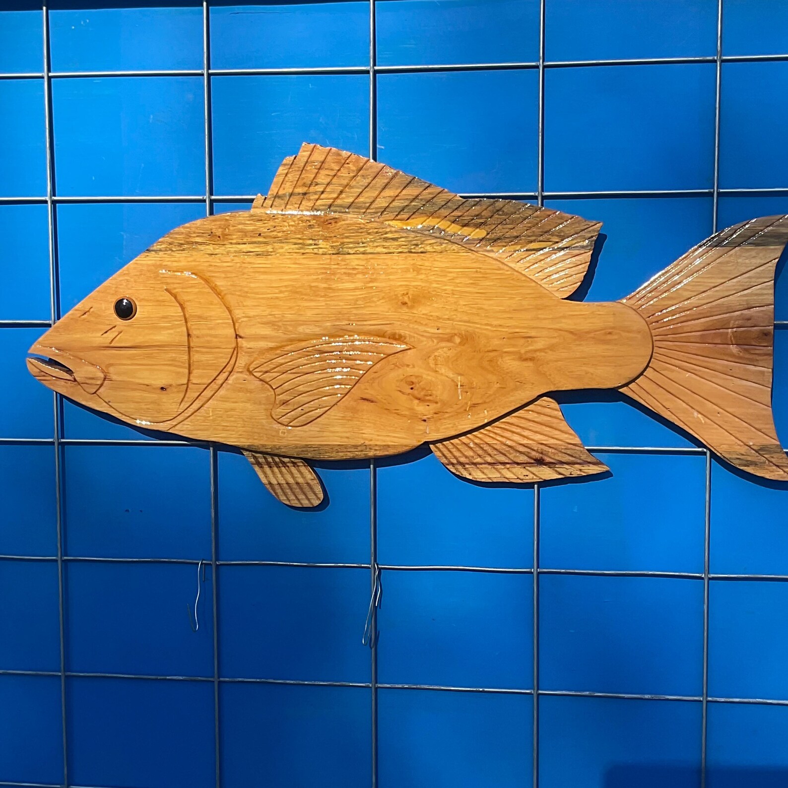 37”x 17.5” Large Red Snapper Half Mount in Pecan Wood Sculpture Wall ...