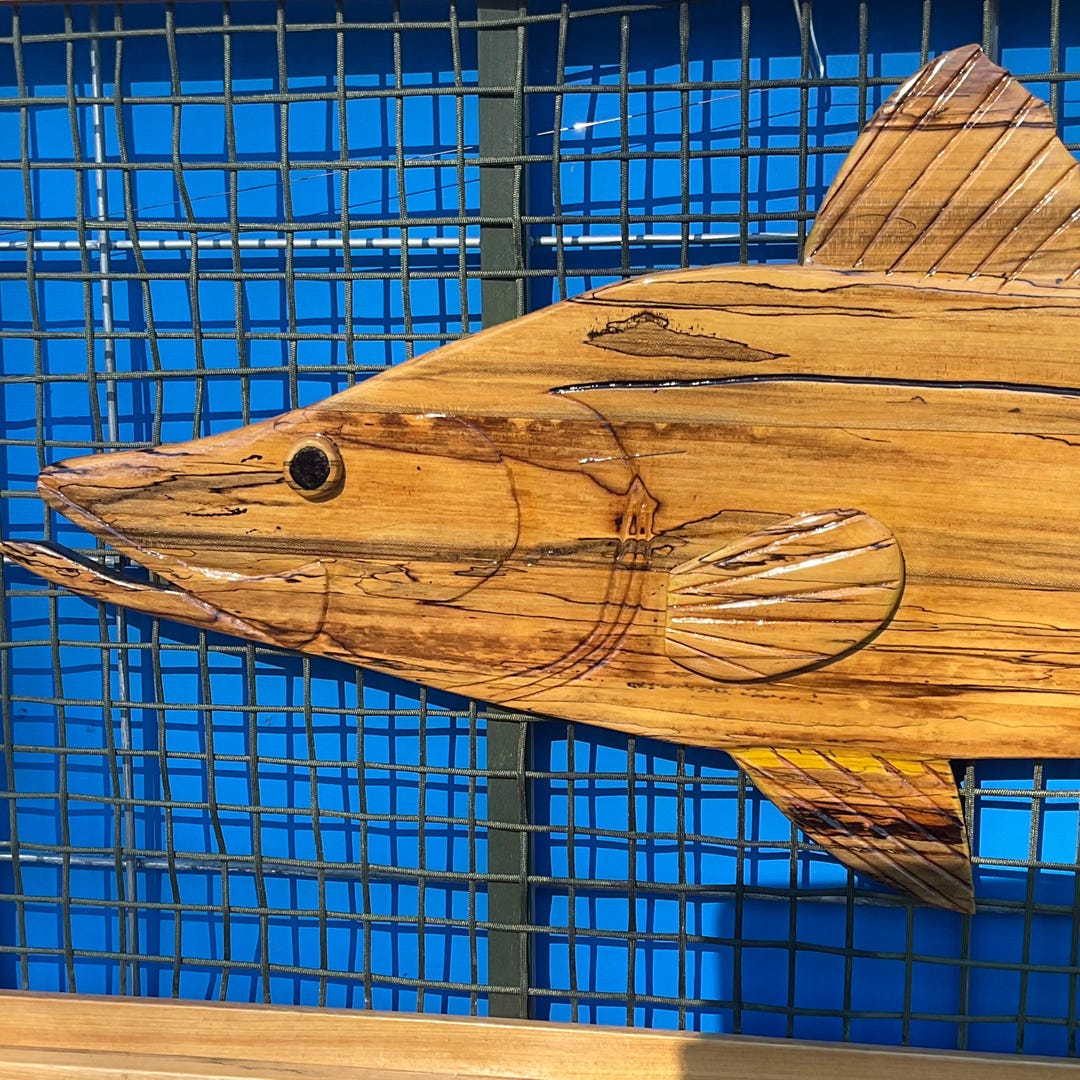 41”x 15” Magnolia Wood Large Snook Fish With Cypress Wood Frame - Etsy