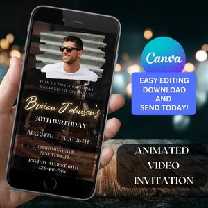 Editable Men's Birthday Weekend Itinerary Invitation Template With ...