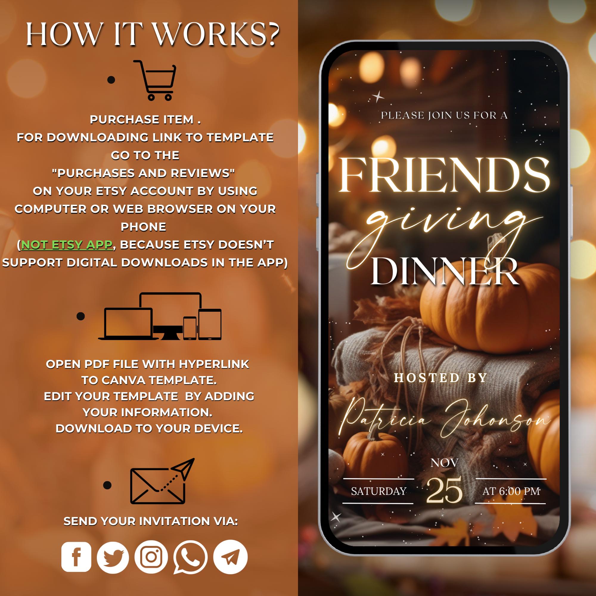 Digital Friendsgiving Dinner Invitation, Fall Party Video Invite, Cozy ...