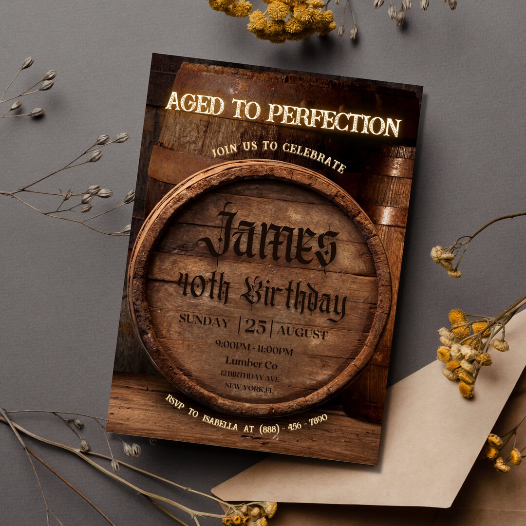 Whiskey Party Birthday Invitation for Man Birthday Surprise Party ...