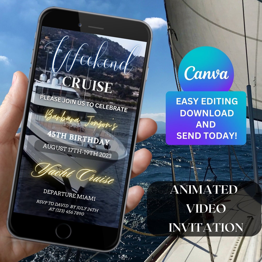 Cruise Invitation Itinerary Template Modern Birthday Weekend Animated ...