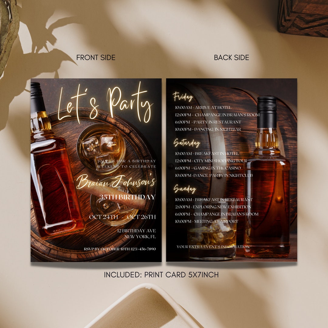 Whiskey Invitation Printable Editable Template Whiskey Birthday ...