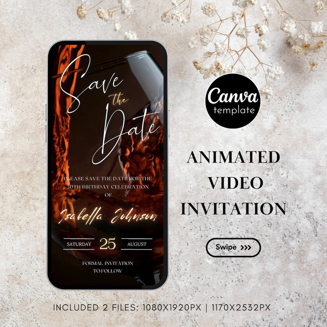 Save the Date Animated Video Invitation Template for Birthday Party ...