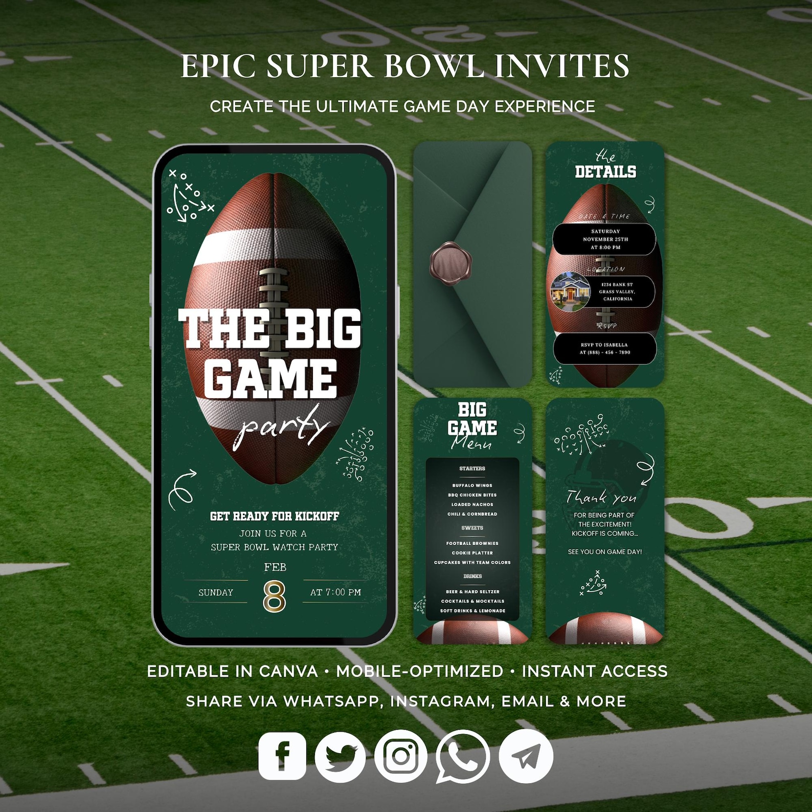 Convite animado para o Super Bowl | Modelo de vídeo para festa de ...