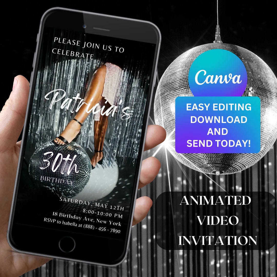 Editable Silver Birthday Invitation Template for Woman Birthday Party ...