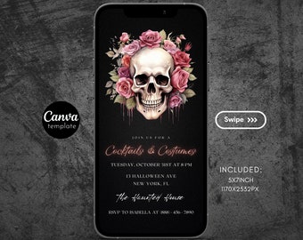 Editable Halloween Party Invitation Adults Halloween Costume Party ...