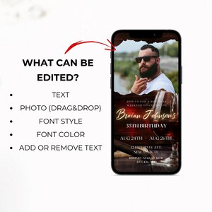 Digital Men's Birthday Weekend Invitation Electronic Weekend Itinerary ...