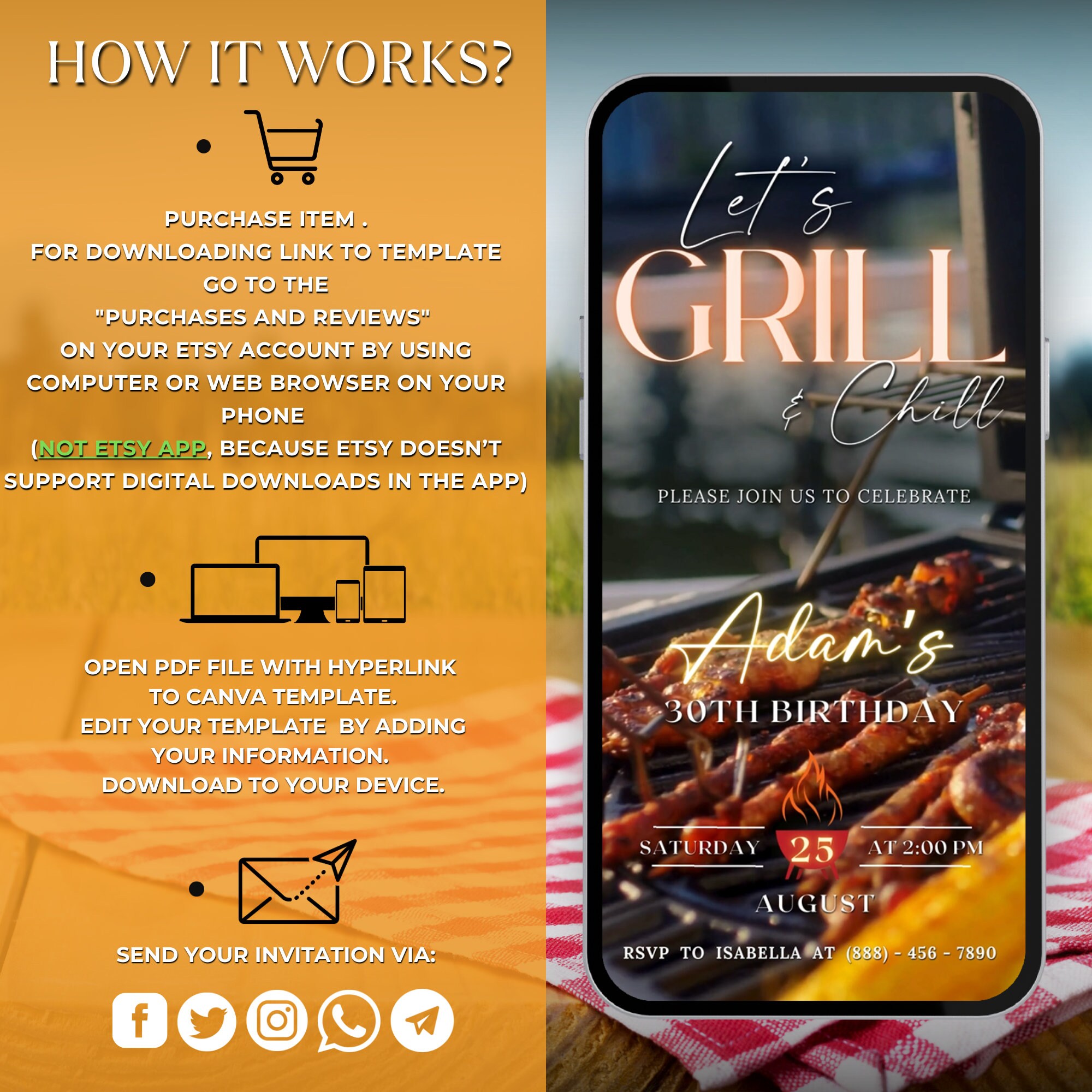 Birthday Cookout Invitation,backyard Bbq Invitation Template, Birthday ...
