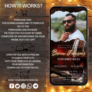 Digital Men's Birthday Weekend Invitation Electronic Weekend Itinerary ...