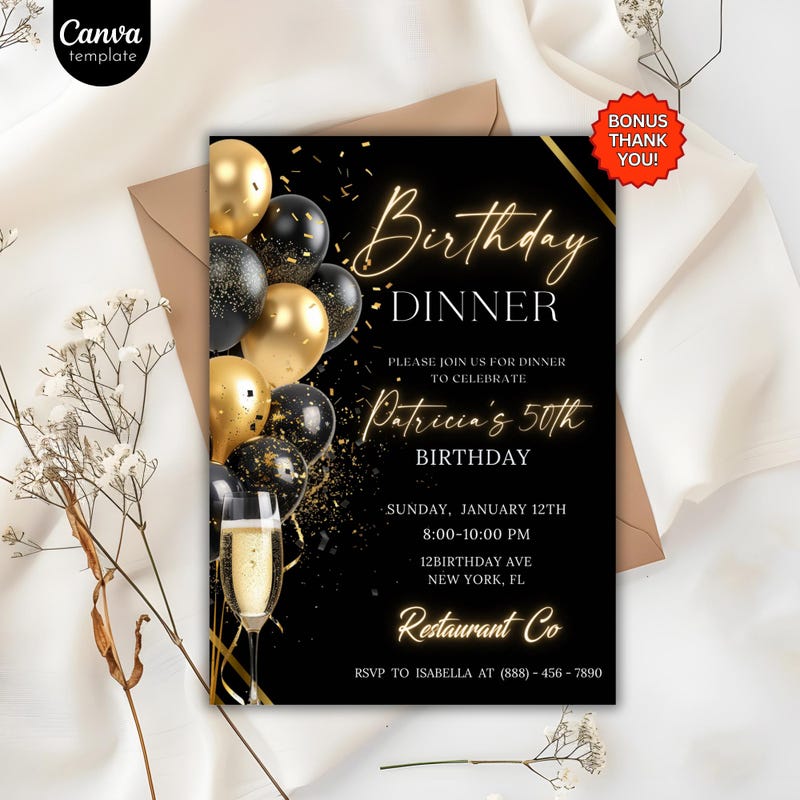 Birthday Dinner Invitation - Etsy