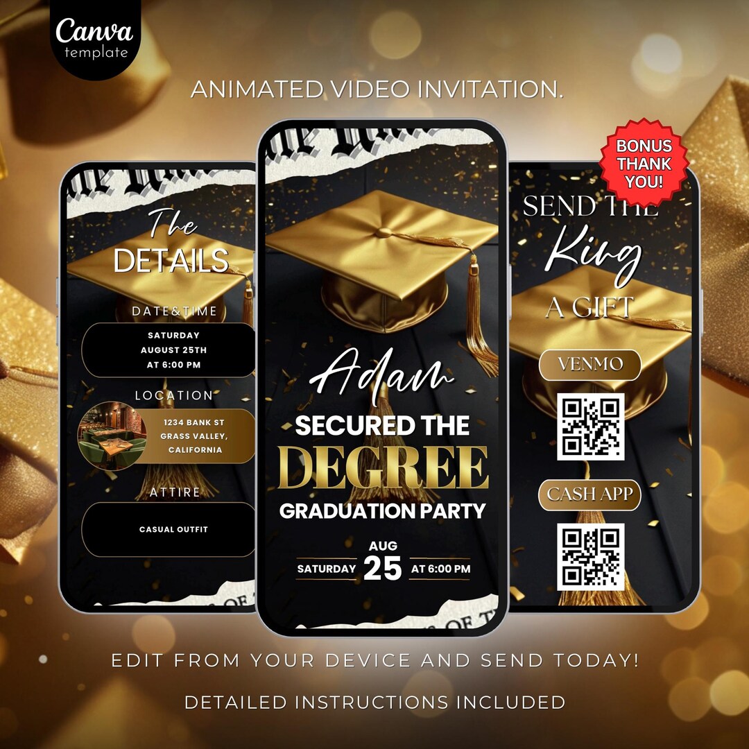 Graduation Animated Video Invitation, Graduation Party Invitation ...