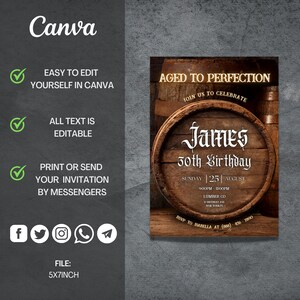Whiskey Invitation Printable Editable Template Whiskey Birthday ...
