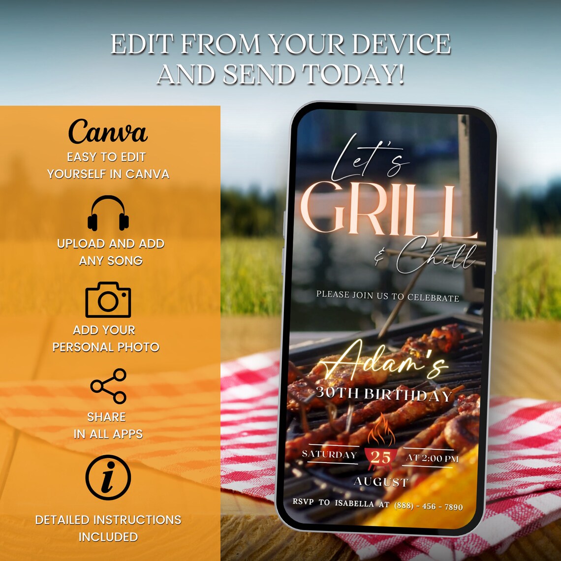 Birthday Cookout Invitation,backyard Bbq Invitation Template, Birthday ...