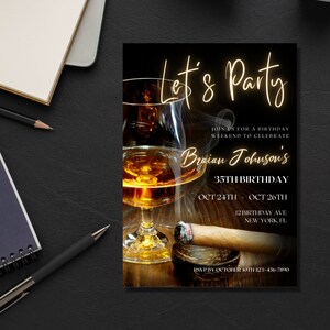 Whiskey Invitation Printable Editable Template Whiskey Birthday ...