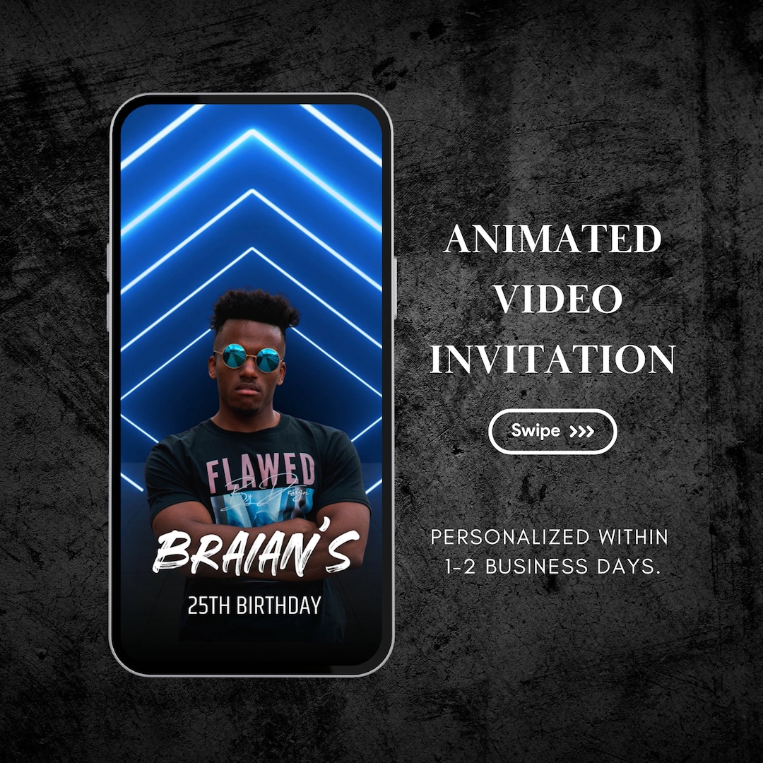 Editable Neon Birthday Party Invitation Template Digital - Etsy