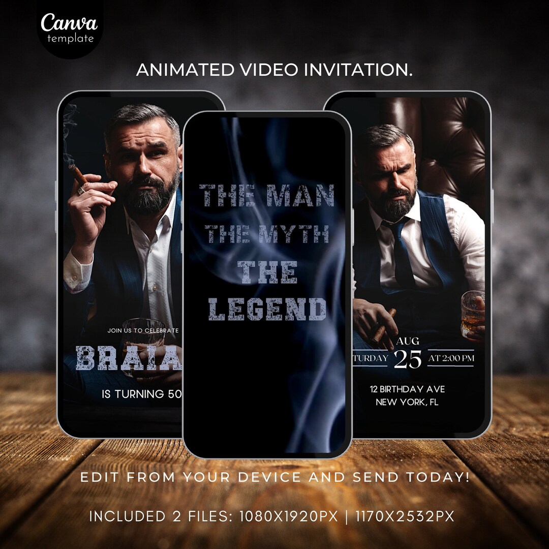 Editable Birthday Invitation Template With Photo Brunch Party Men ...