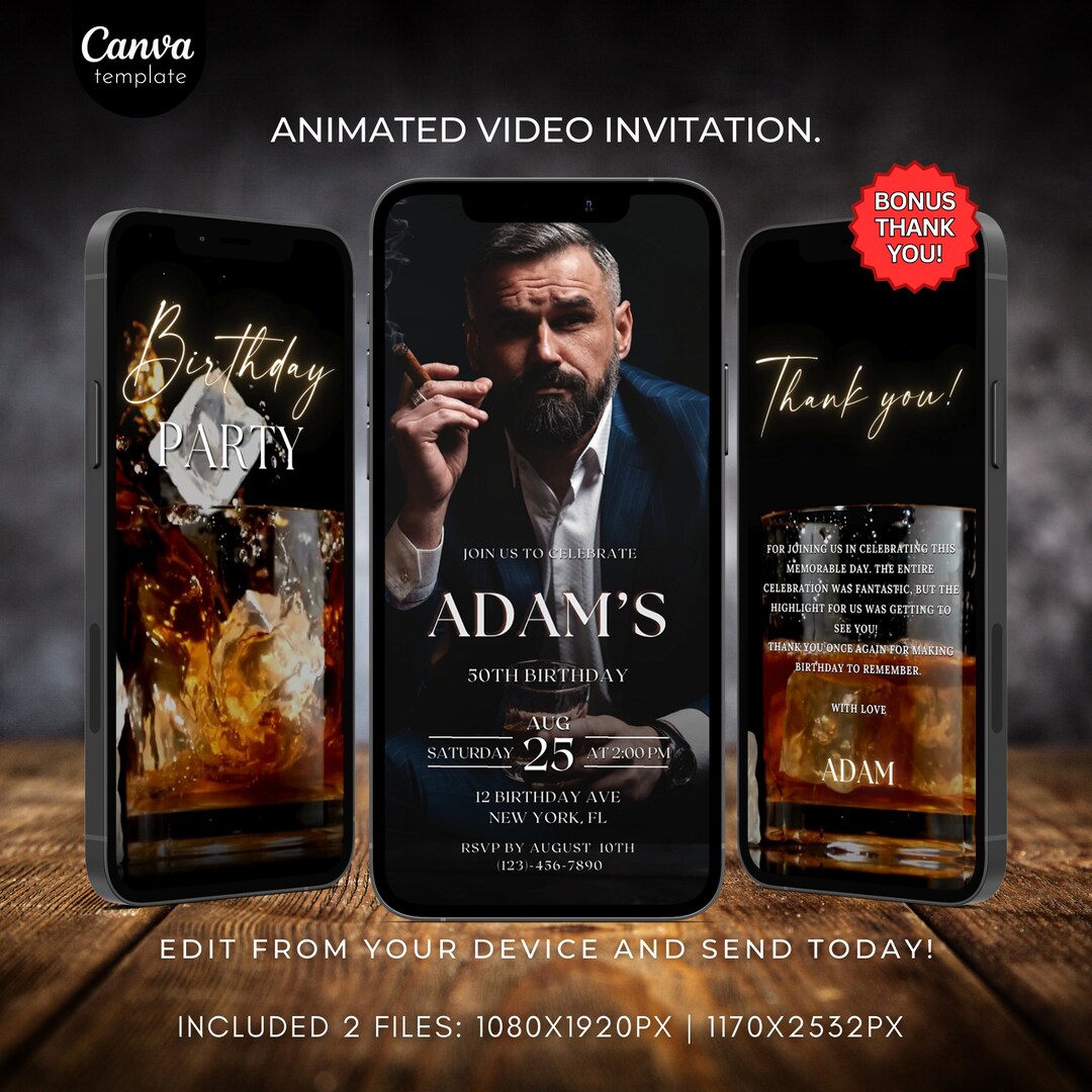 Editable Birthday Invitation Template With Photo Brunch Party Men ...