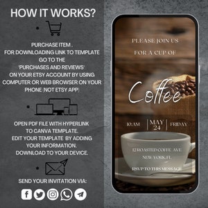 Coffee Theme Editable Invitation Template Animated Coffee Invitation ...