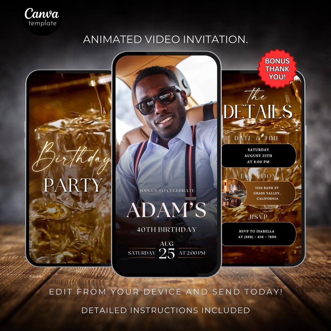 Digital Men Birthday Invitation, Men Invitation With Photo, Invitation ...