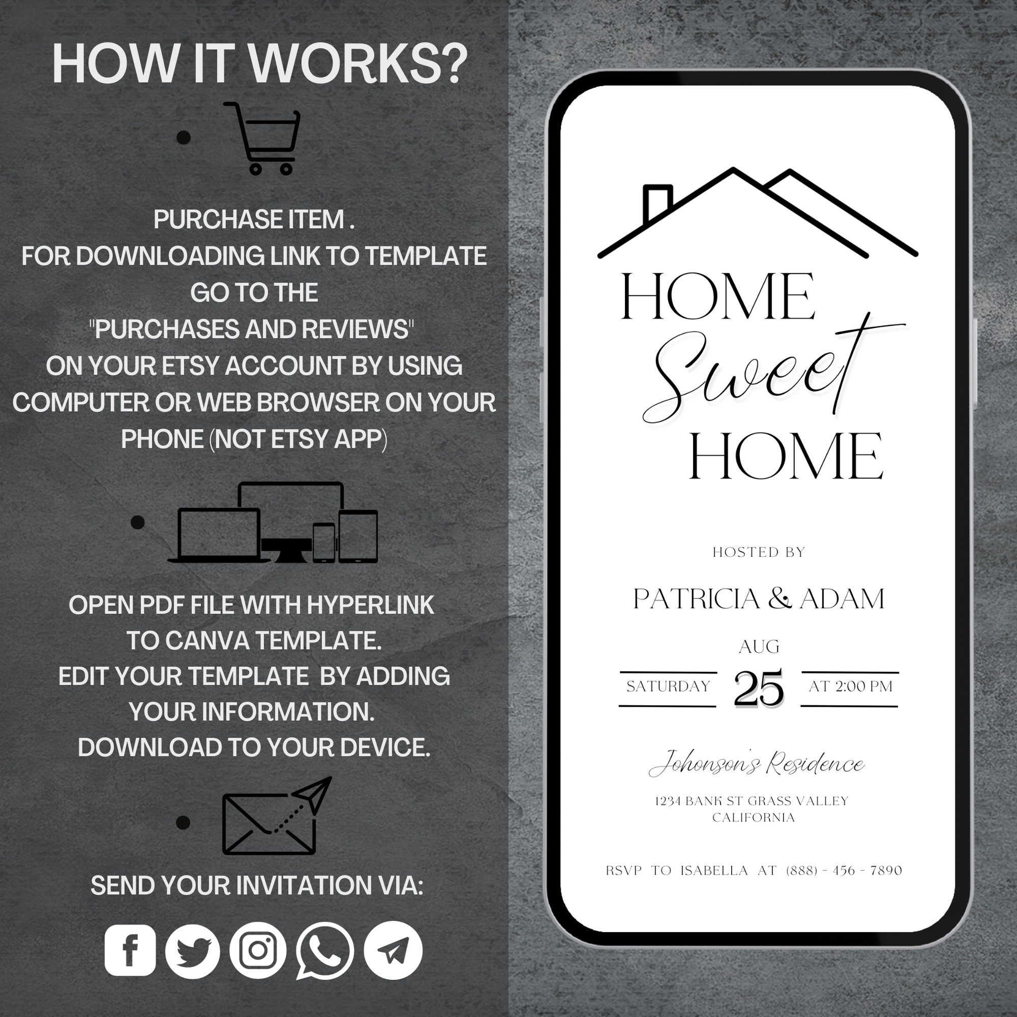 House Warming Invitation Template Electronic New Home Party Evite ...