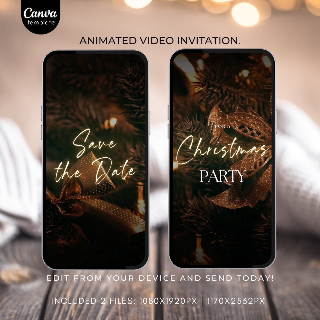Christmas Party Save the Date Invitation Editable Template Video ...