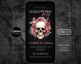 Editable Halloween Party Invitation Adults Halloween Costume Party ...