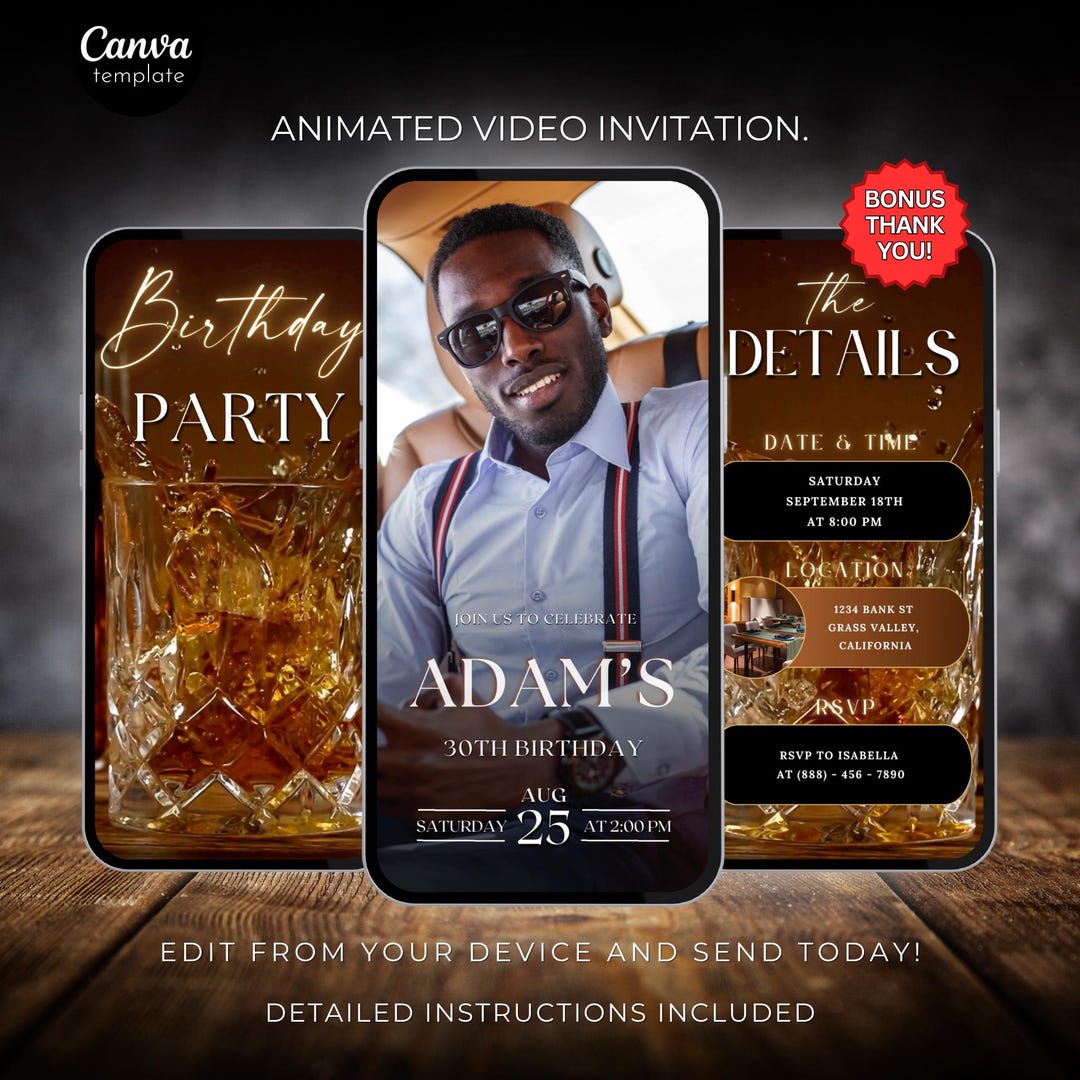 Digital Men Birthday Invitation, Men Invitation With Photo, Invitation ...