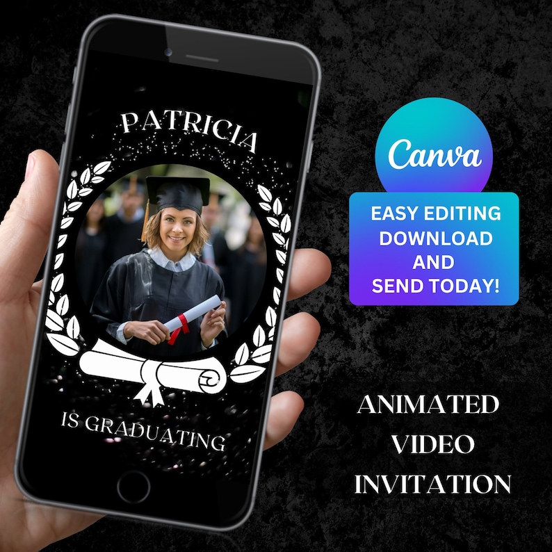 Editable Graduation Invitation Template Animated Save the Date - Etsy