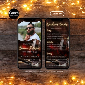 Digital Men's Birthday Weekend Invitation Electronic Weekend Itinerary ...