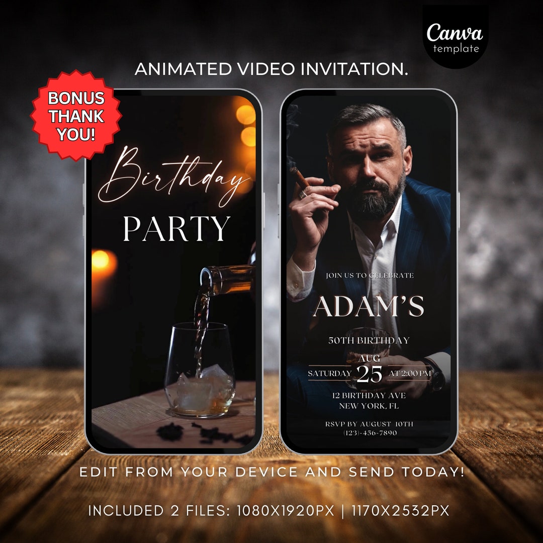 Editable Birthday Invitation Template With Photo Animated Brunch Party ...