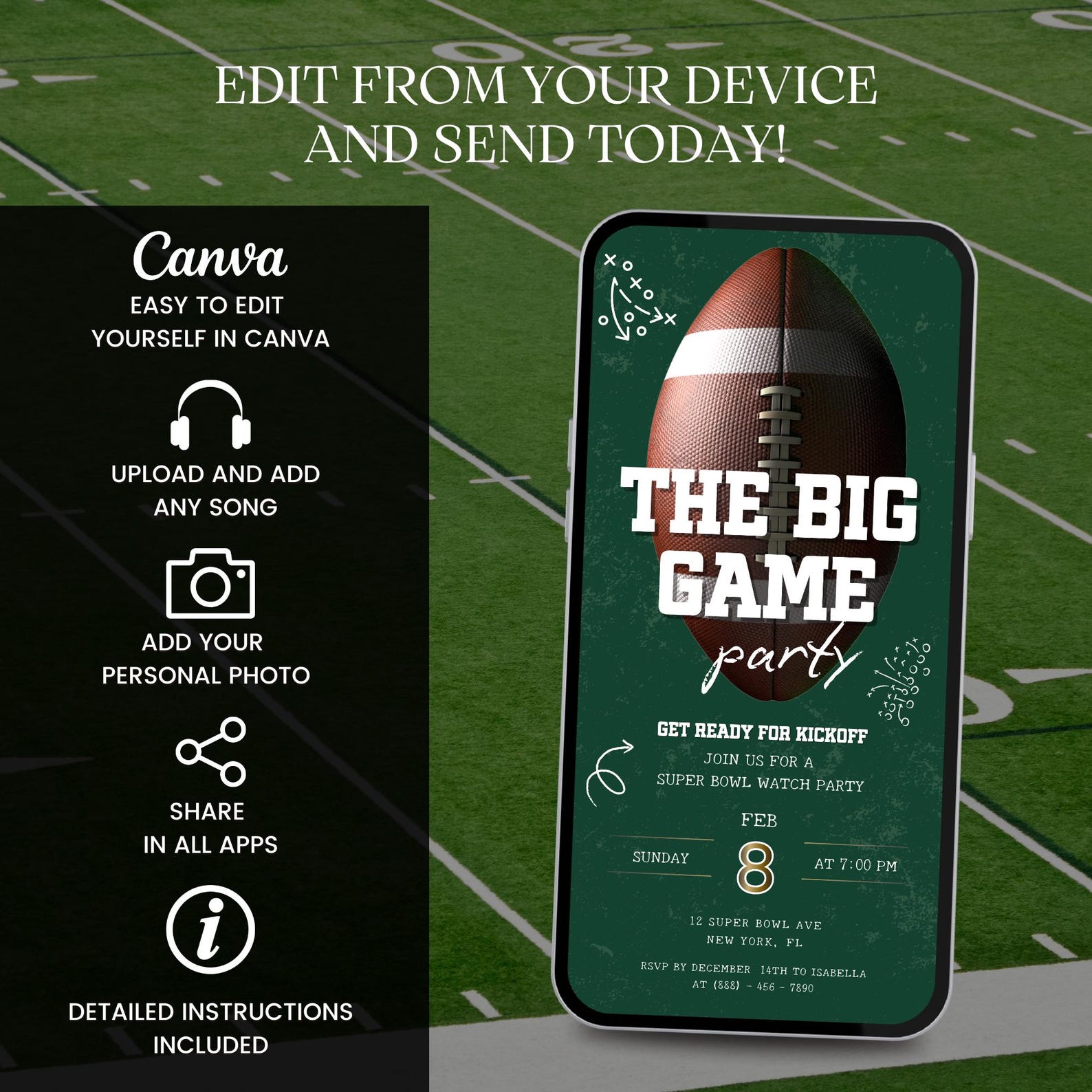 Convite animado para o Super Bowl | Modelo de vídeo para festa de ...