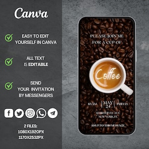 Coffee Theme Animated Invitation Template Coffee Party Video Invite ...