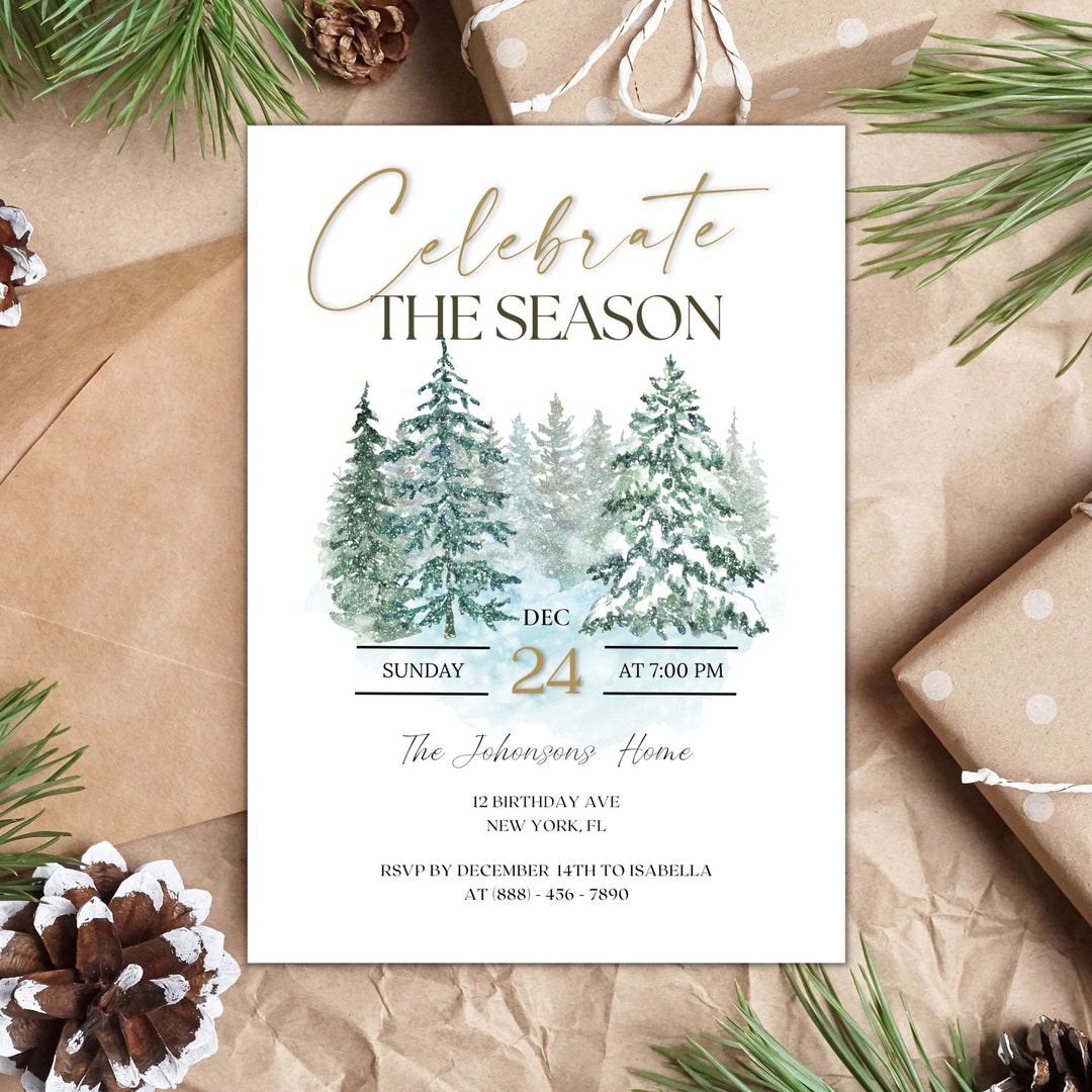 Christmas Invitation Christmas Trees Party Invitation Printable Holiday ...
