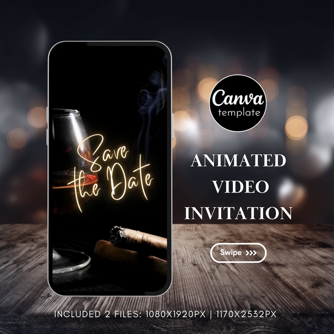 Digital Save the Date Invitation for Men Birthday Party Animated ...