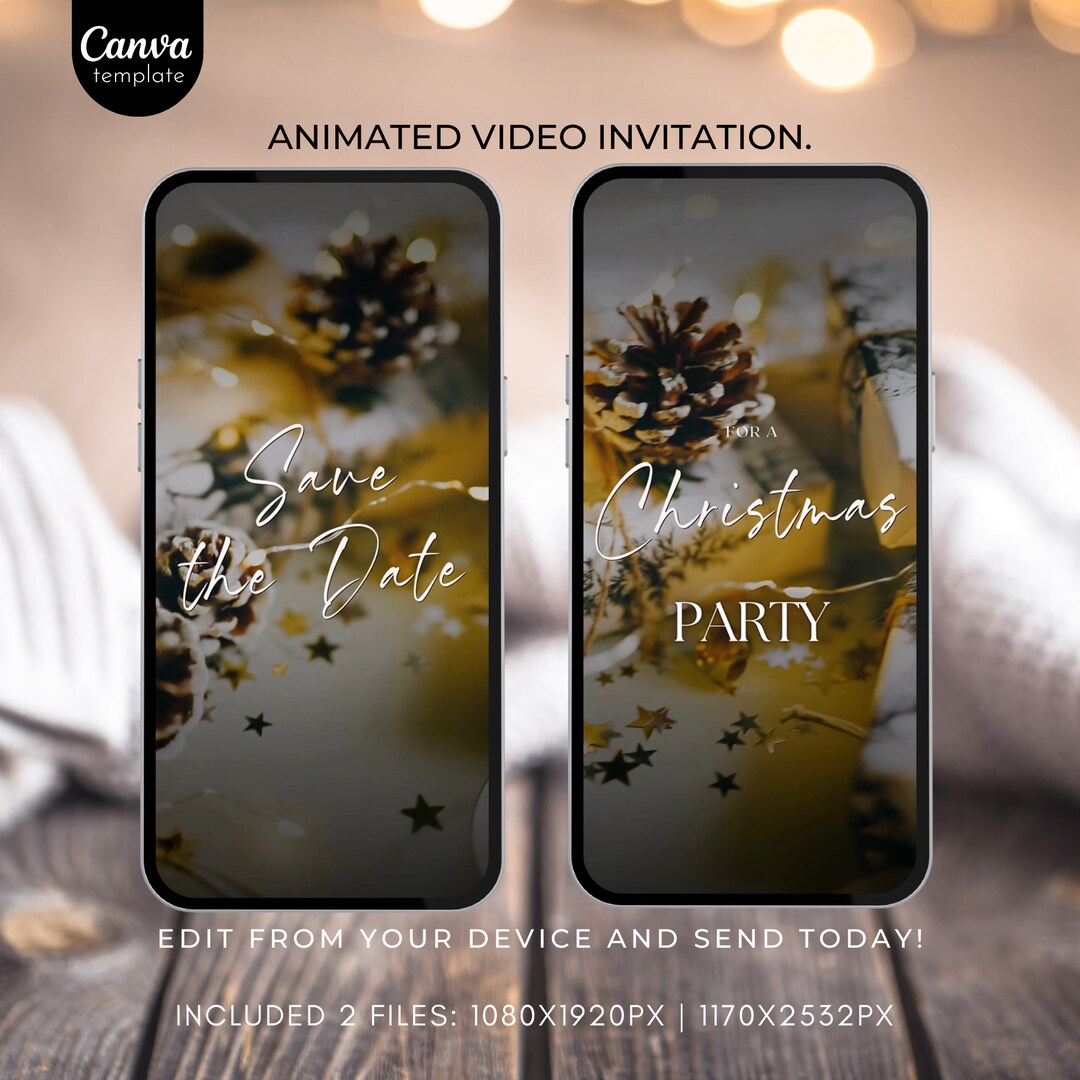Christmas Party Save the Date Invitation Editable Template Video ...
