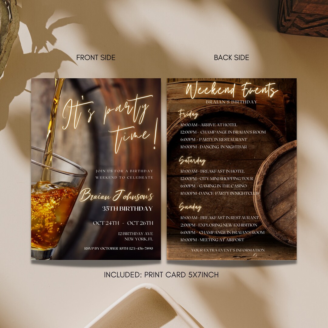 Whiskey Invitation Printable Editable Template Whiskey Birthday ...