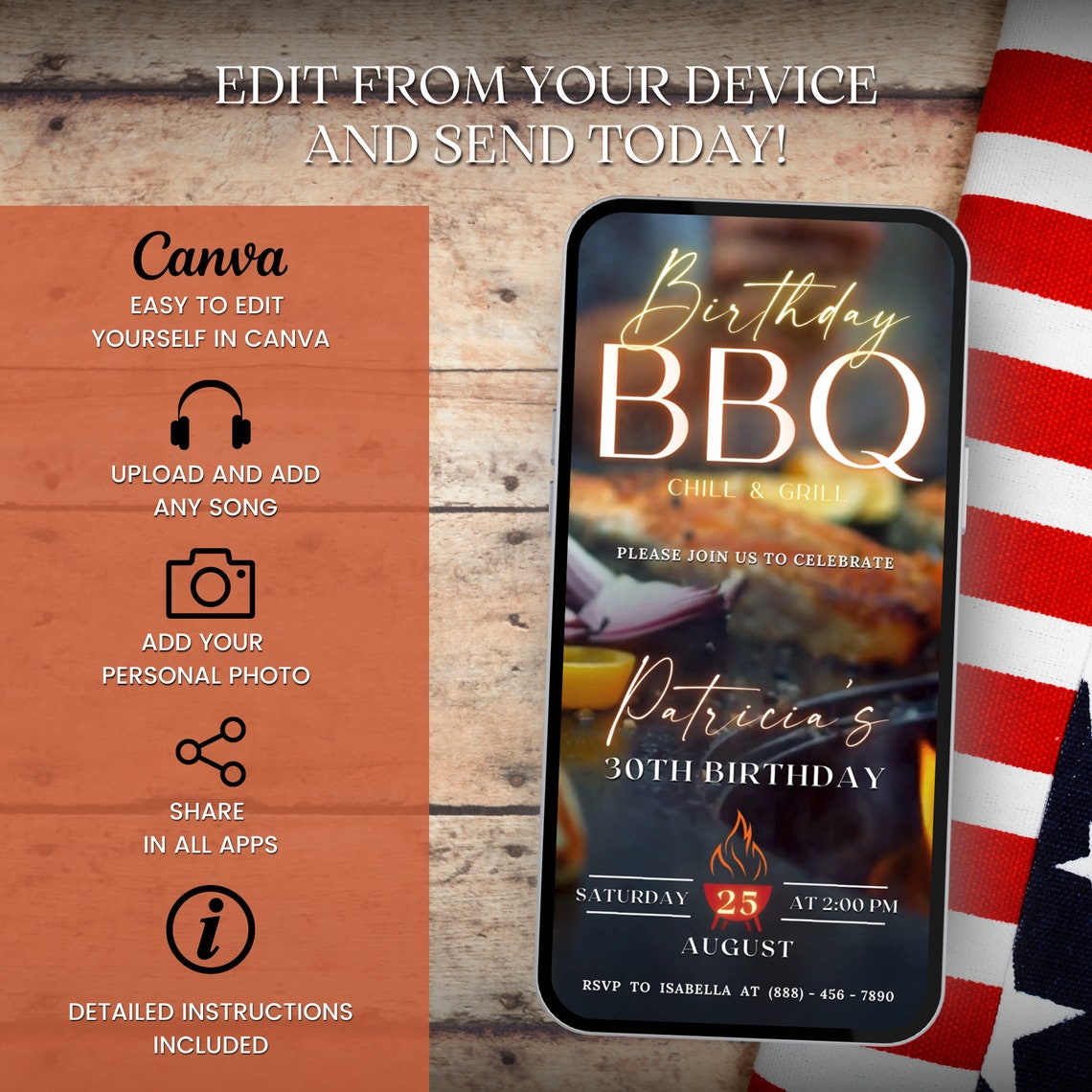 Birthday Cookout Invitation,backyard Bbq Invitation Template, Birthday ...