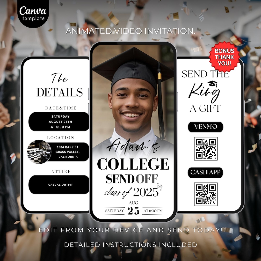 Digital Class of 2025 Graduation Party Invitation, Modern Graduation ...