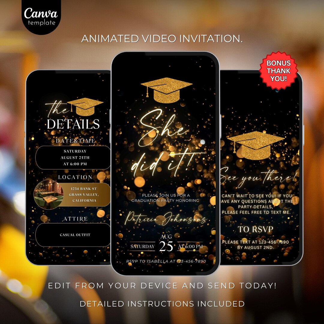 Graduation Animated Video Invitation, Graduation Party Invitation ...