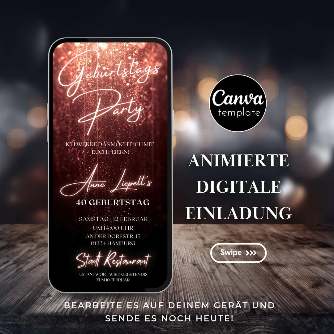 Geburtstags Party Einladung Animierte Einladungskarten| Digitale ...