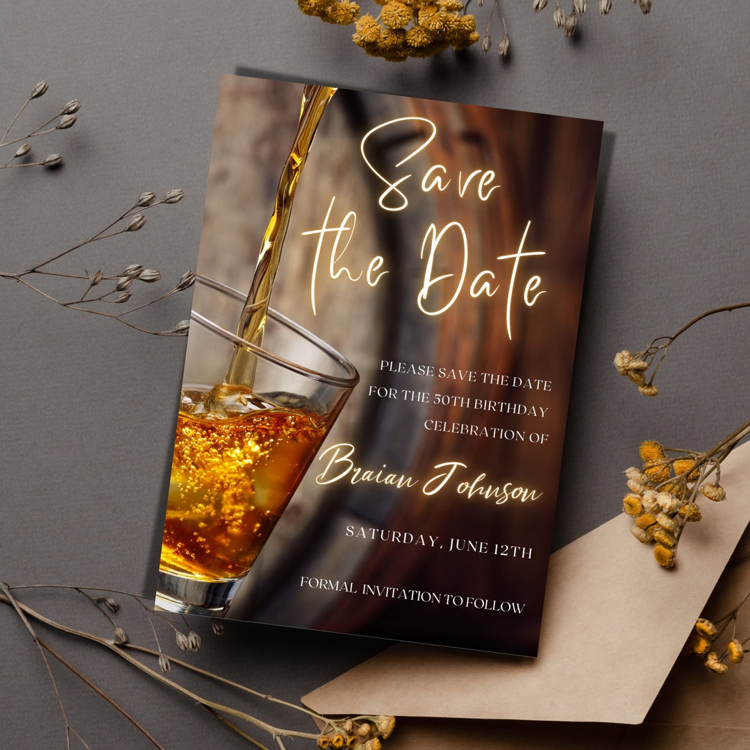 Whiskey Party Birthday Invitation for Man Birthday Surprise Party ...