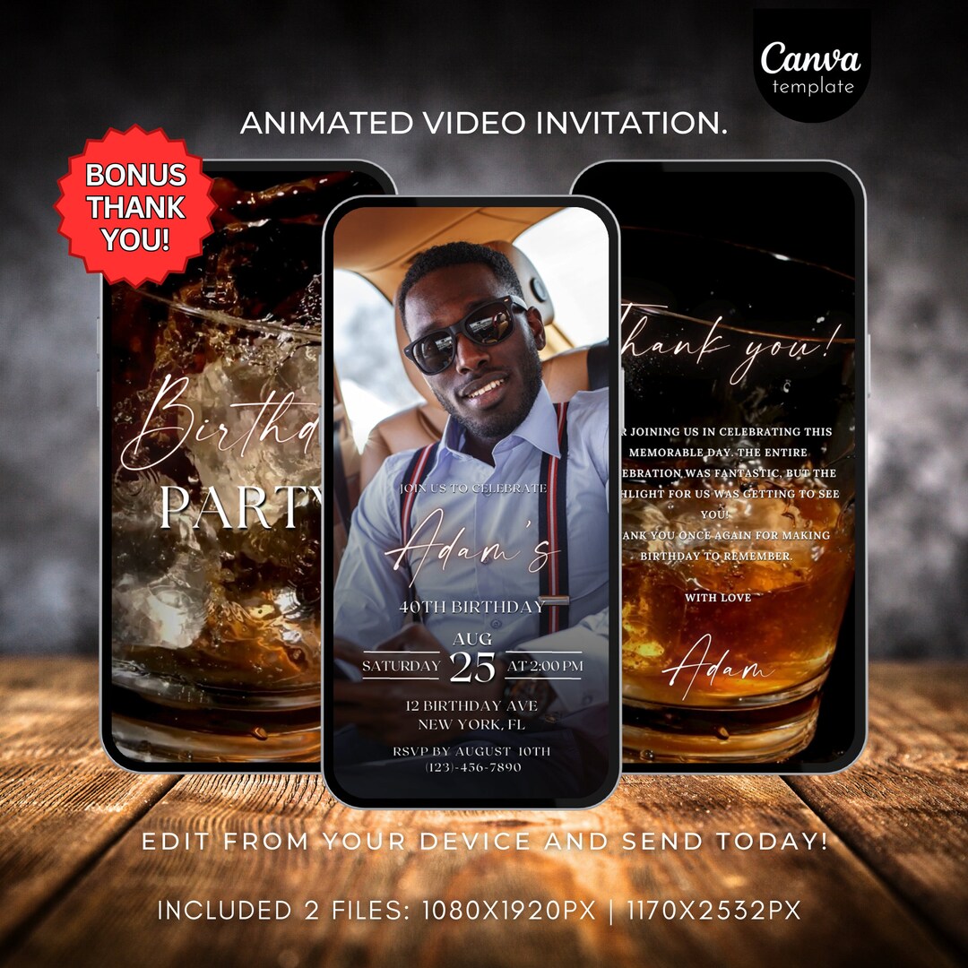 Editable Birthday Invitation Template With Photo Brunch Party Men ...